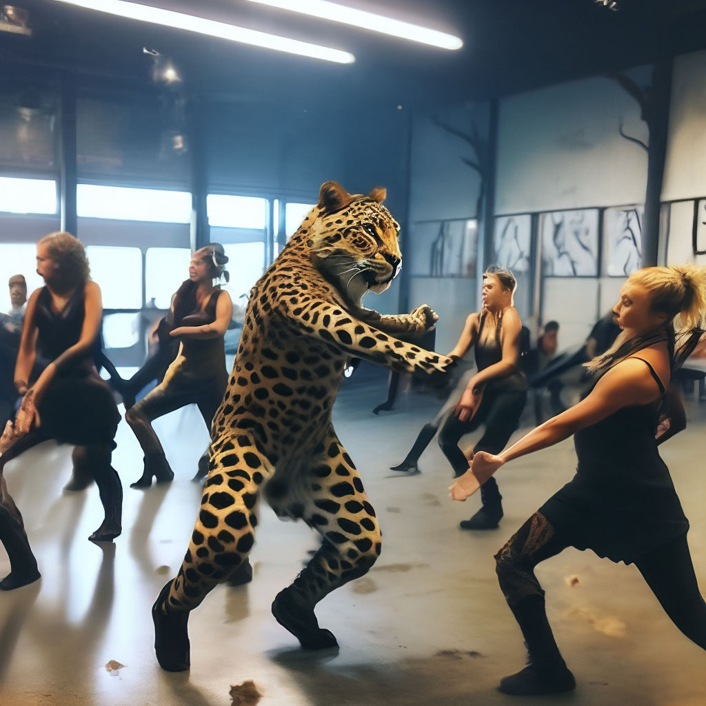 "A live leopard choreographer is engaged in staging a dance in a dance ...