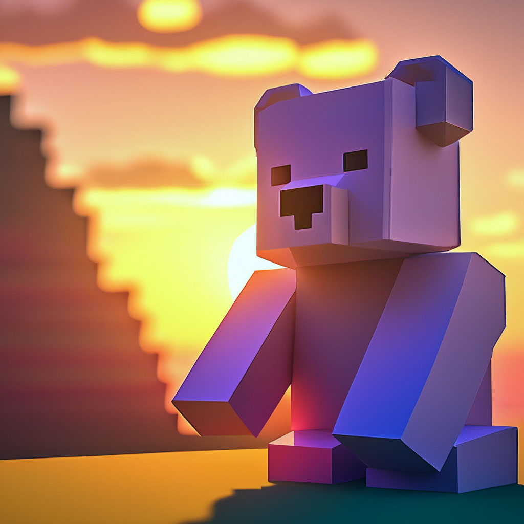 "Minecraft bear, 4k, realistic, professional photo" — image created in ...