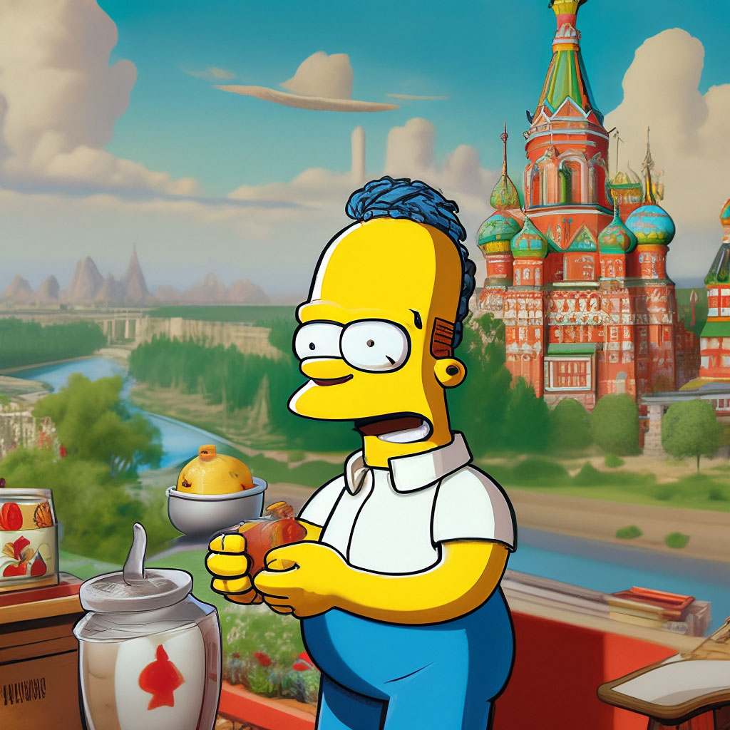 "The Simpsons in Russia" — image created in Shedevrum
