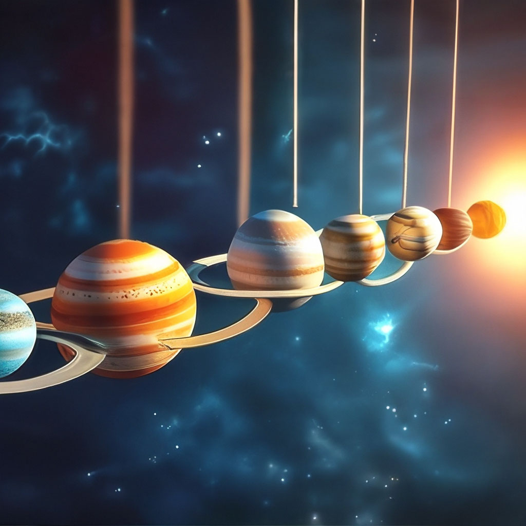 "The planets of the solar system hang by strings suspended from the sun ...