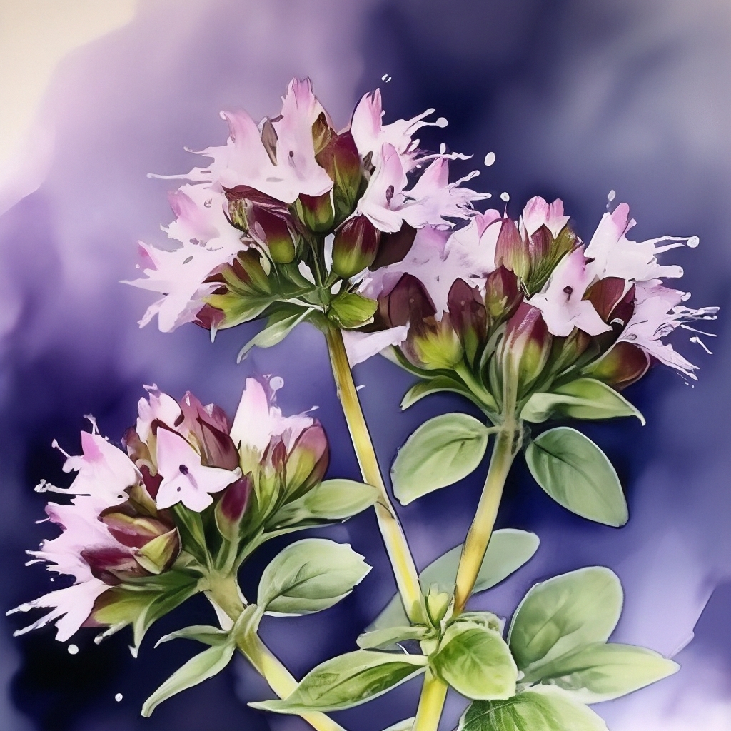 "Oregano blooms, watercolor, botanical, aesthetically pleasing ...