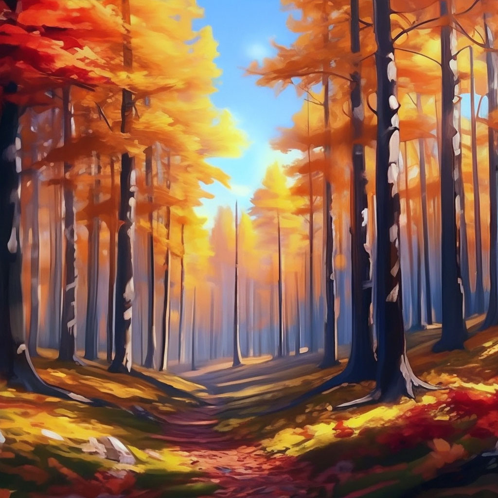 "Forest, drawing, autumn, beautiful, realistic, high resolution, high ...