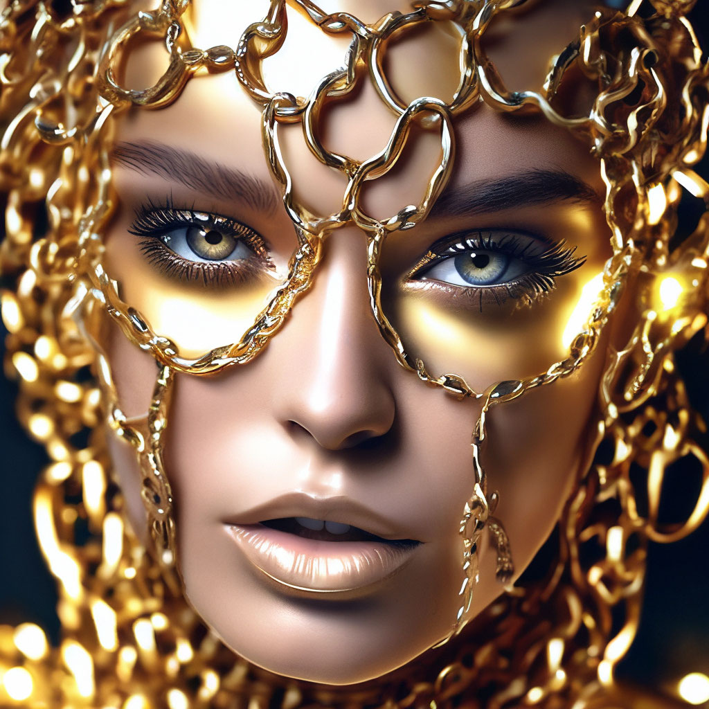 "Top model woman, professional makeup, gold transparent eyes, in a ...