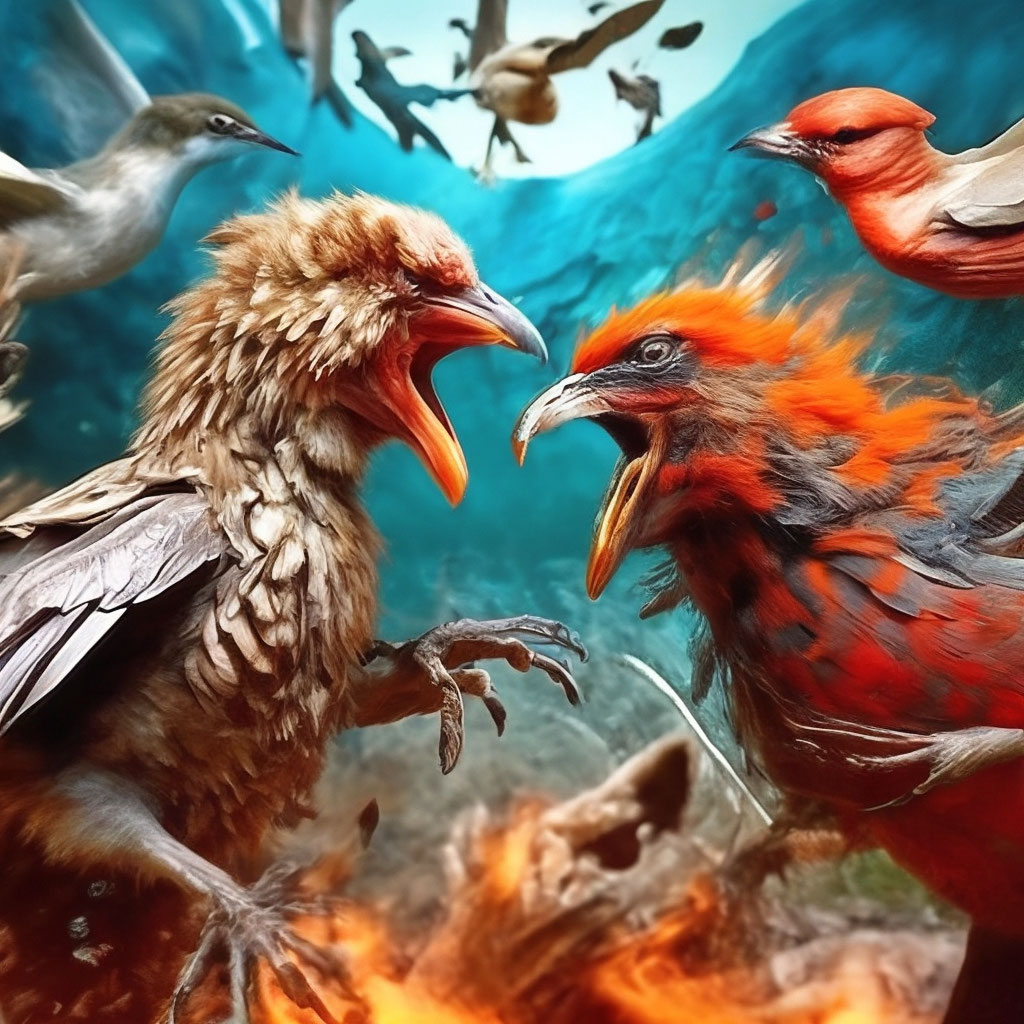 "3d psychedelic collage mutated ugly animals in fight with mutated ugly ...