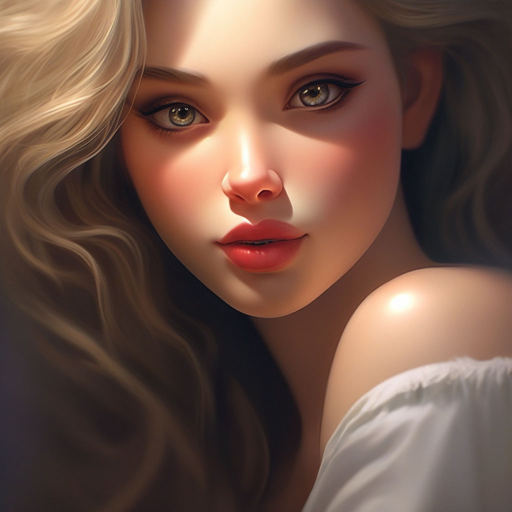 "Portrait of a girl, beautiful expressive eyes, languid alluring look ...