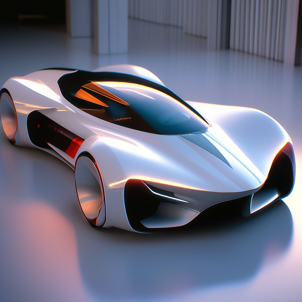 "Futuristic car design in Hajime Sorayama style" — image created in ...