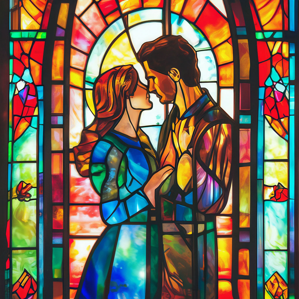 "Stained glass life, stained glass love, stained glass couple" — image ...