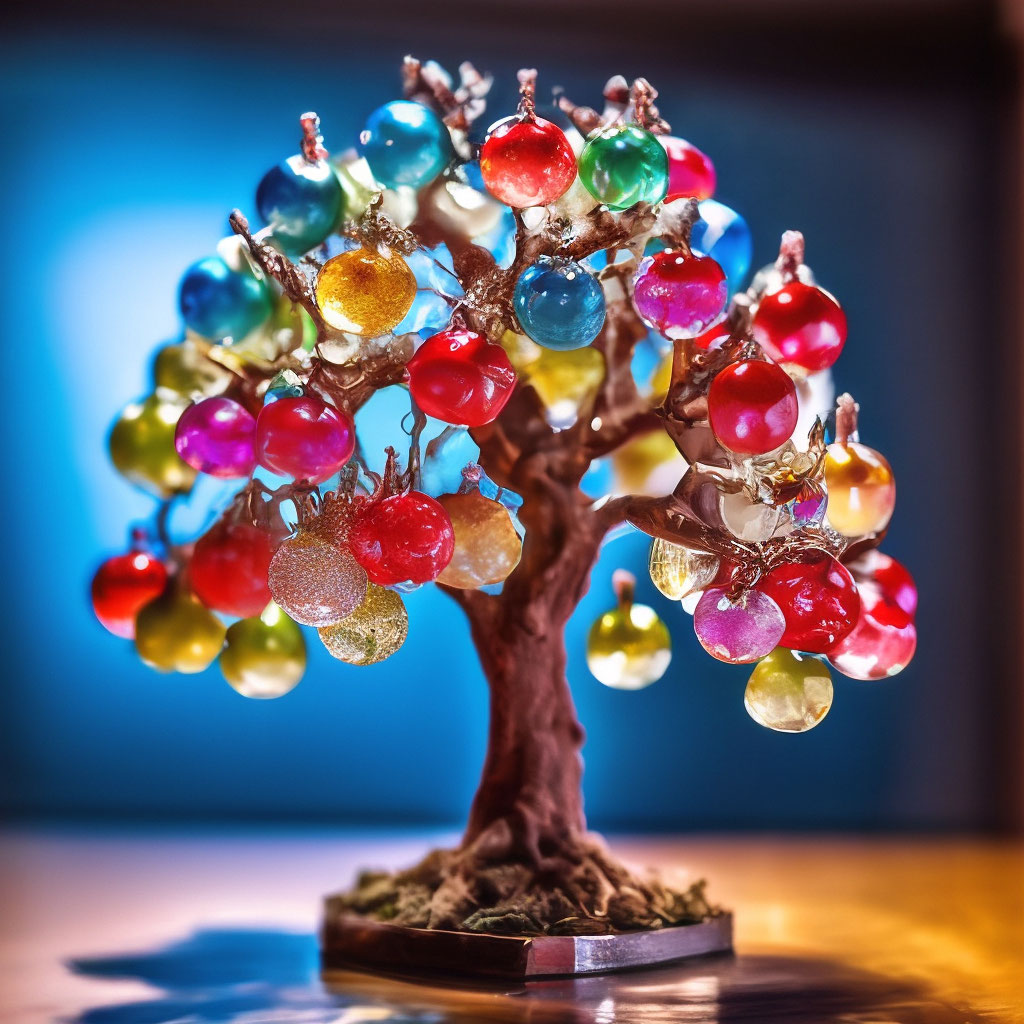 "An unusual tree made of colorful epic crystal apples." — image created ...