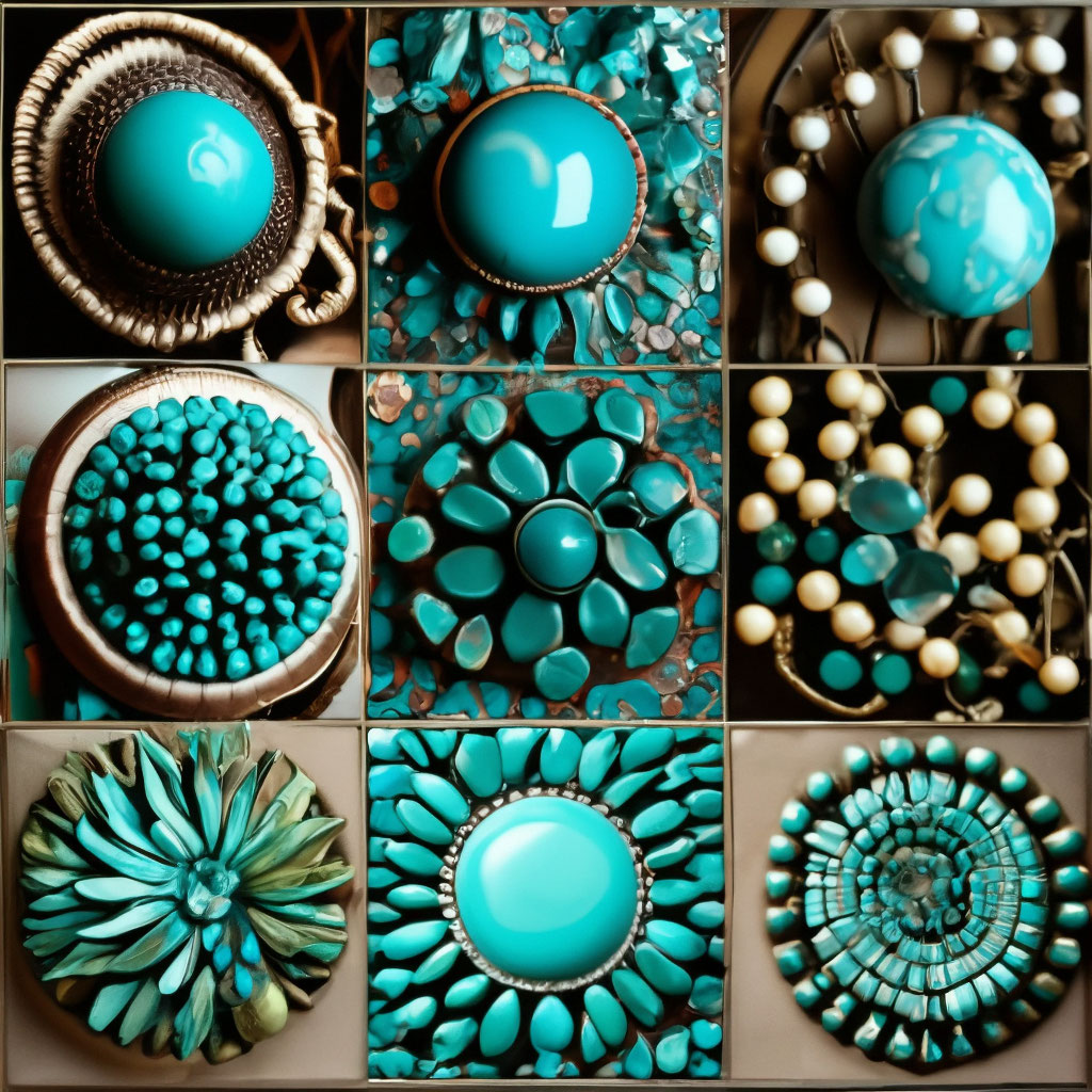 "Turquoise 🦚 collage, turquoise" — image created in Shedevrum
