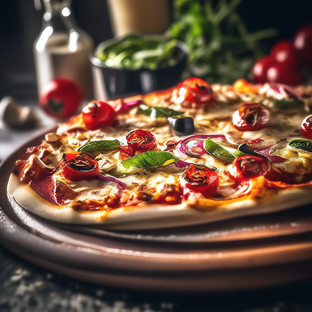 "Appetizing italian hot pizza, foodart, food, restaurant serving,dark ...