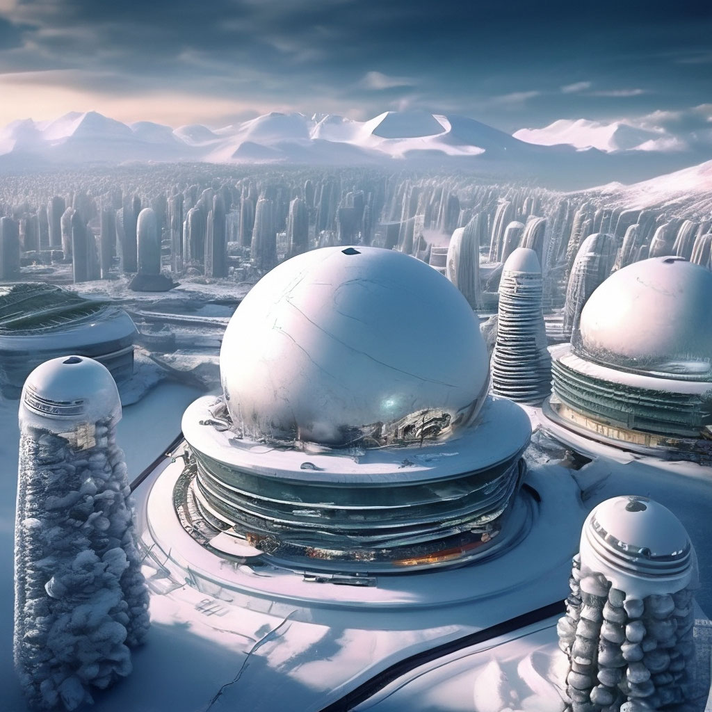"Spherical architecture of the cities of the future. snowmen" — image ...