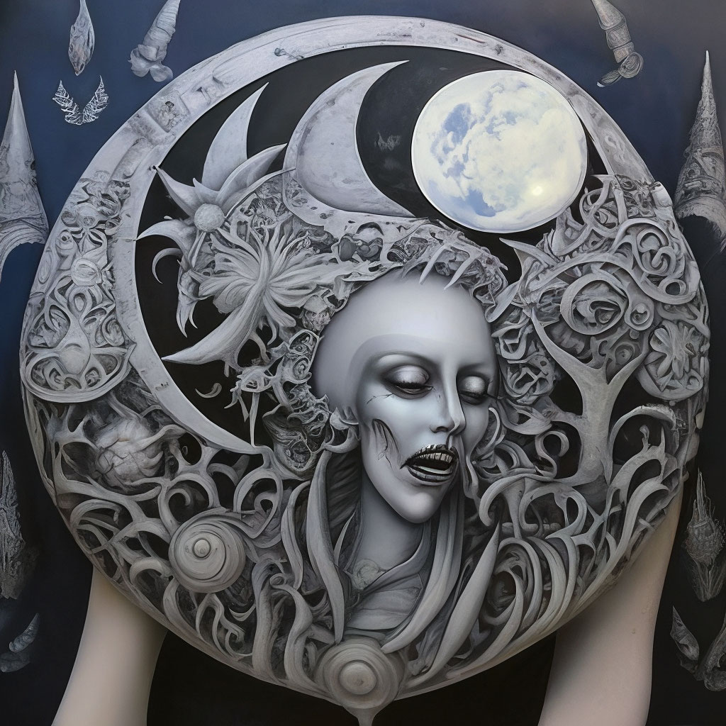 "Full Moon Surrealism Grotesque" — image created in Shedevrum