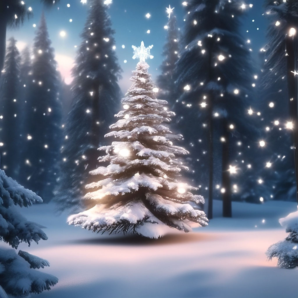 "The flight of snowflakes, glitter, snowflakes fly around a snowy ...