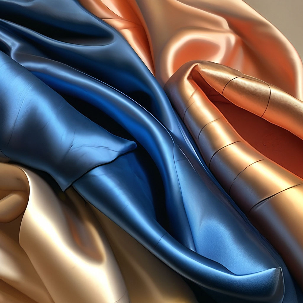 "Satin fabrics, detailing, focus on drawing, realistic" — image created ...
