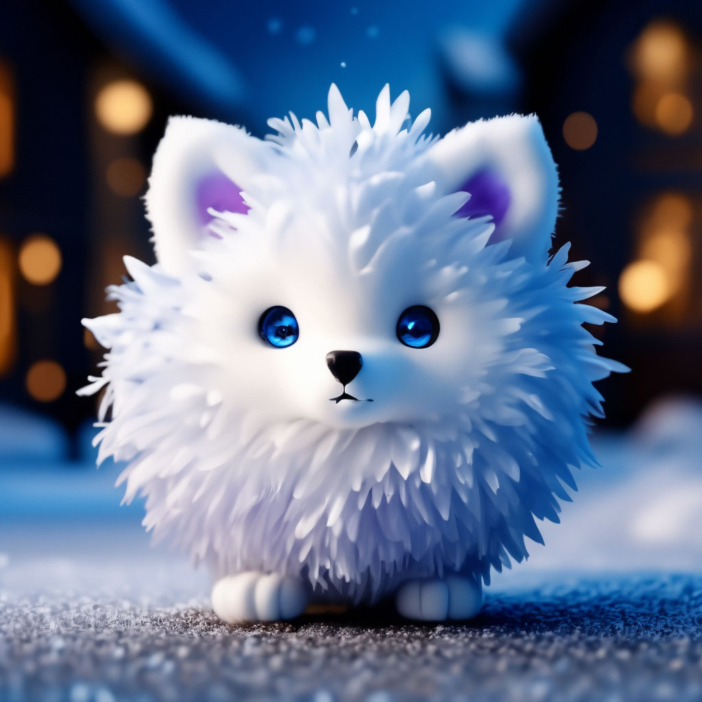 "A small, thick, fluffy living lump of snow... Photogenic, colors-white ...