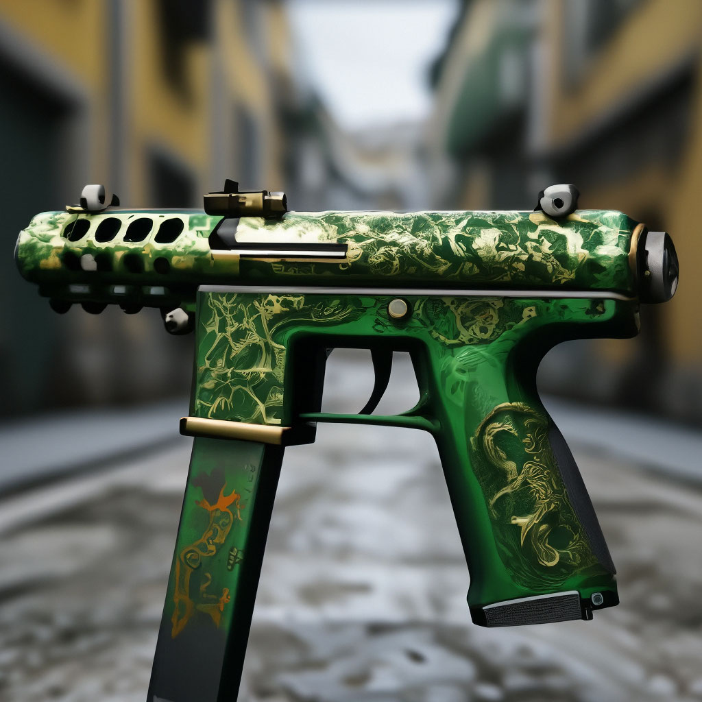 "Tec9 green dragon style" — image created in Shedevrum