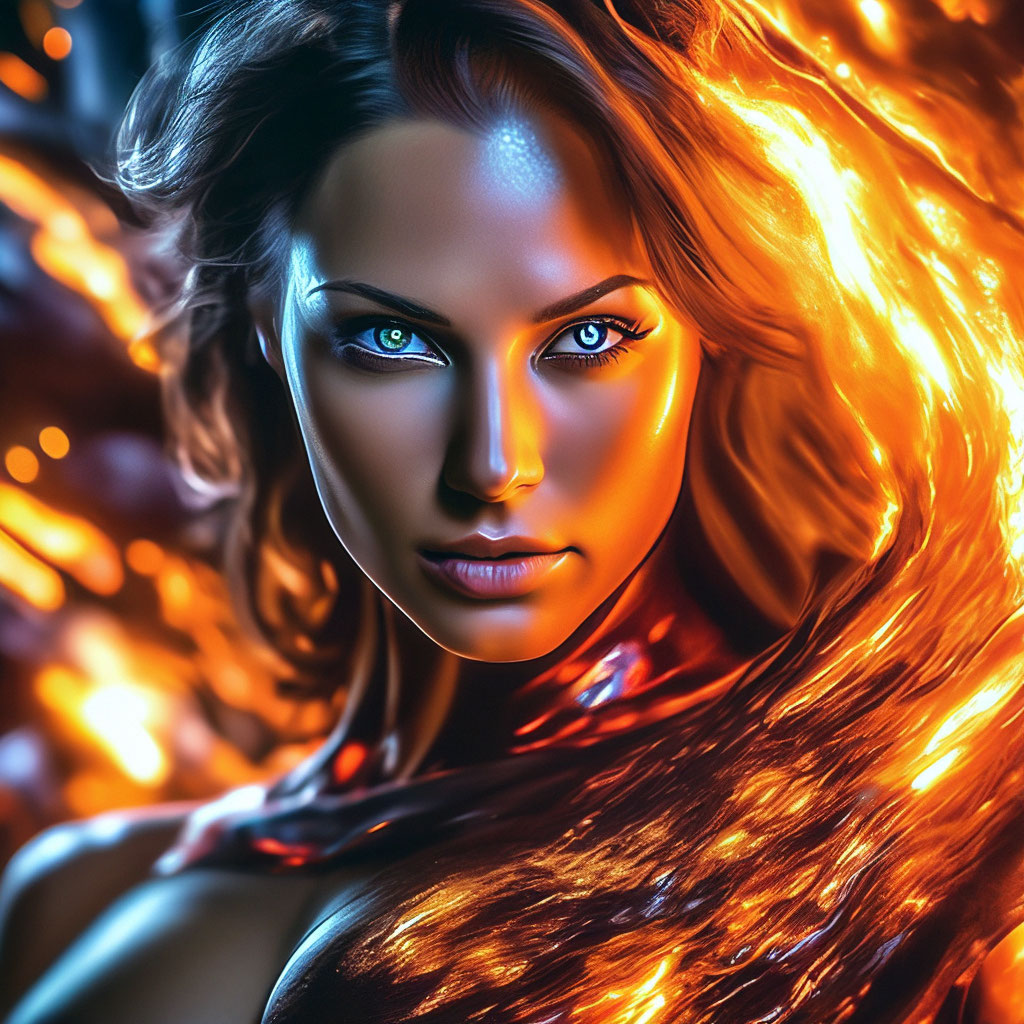 "Magma woman, ultra image detail, realistic shadows, realistic lighting ...