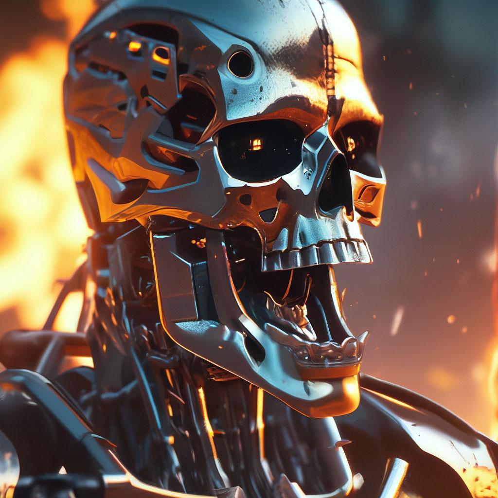"Terminator screams - save who can, realistic, beautiful, 4k, high ...