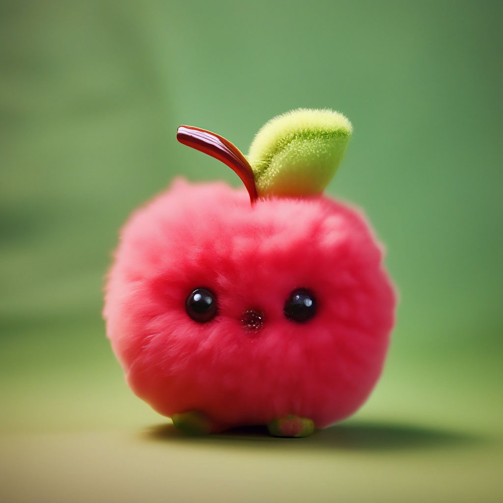 "Cute fluffy apple" — image created in Shedevrum