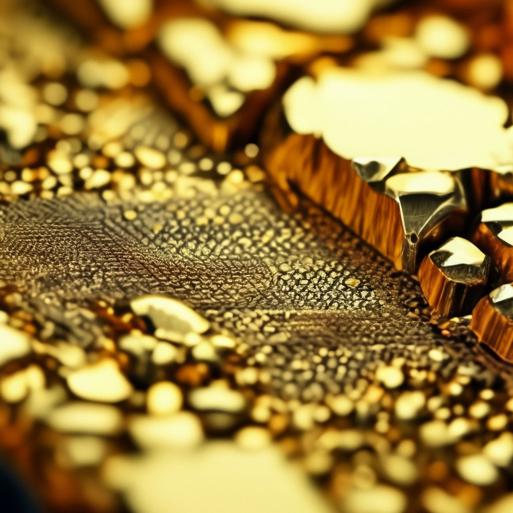 "Gold slice view under a microscope at high magnification detailed ...