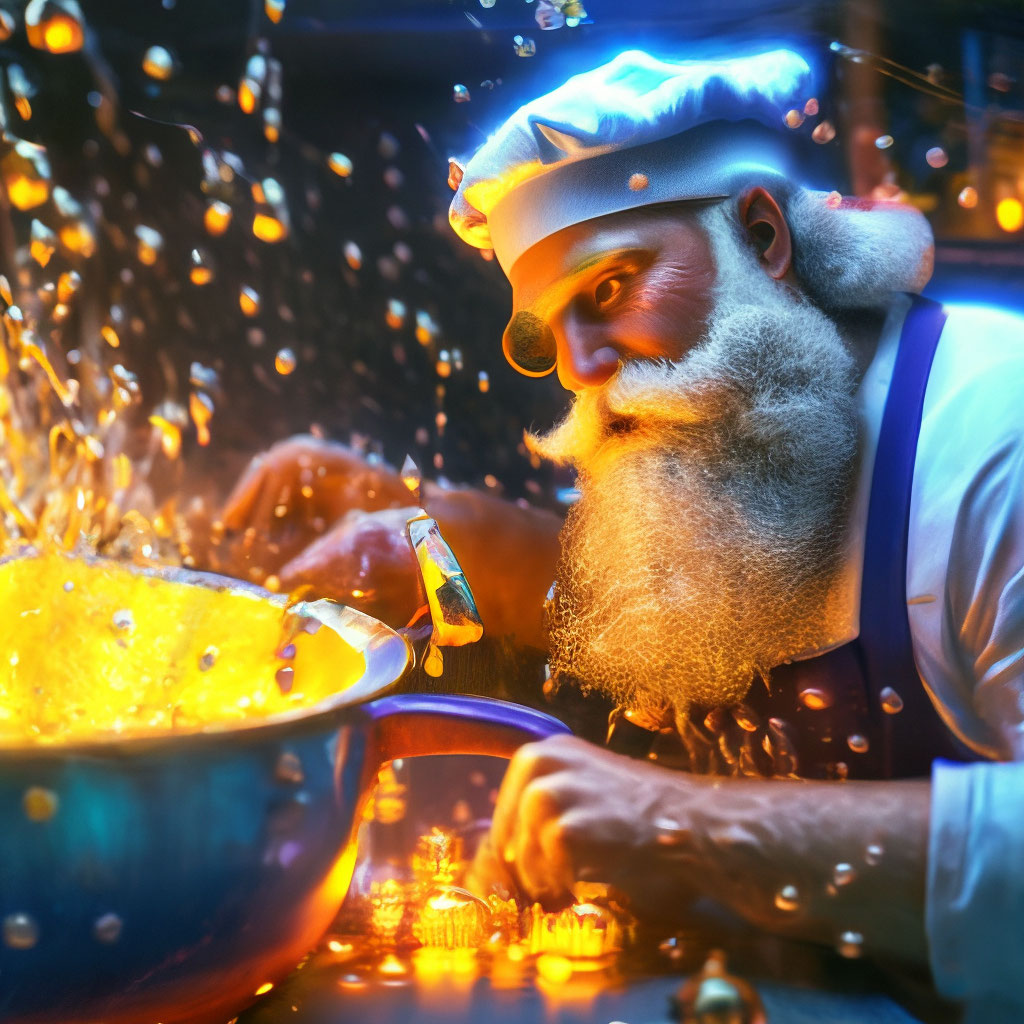 "Miracles in a sieve, 3D rendering, glow, New Year mood, painting, ISO ...