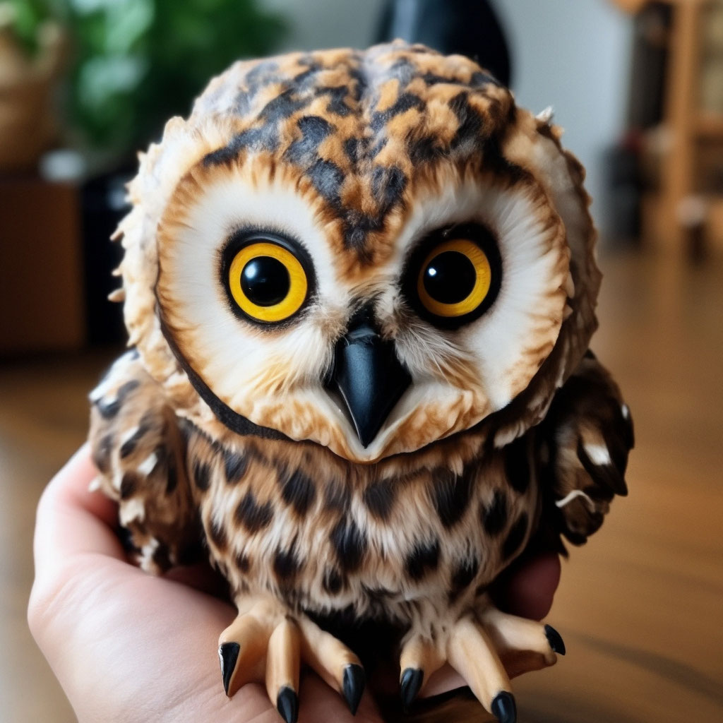 "Creepy, with bulging, frightened eyes, a cute tiny baby Owl crying ...