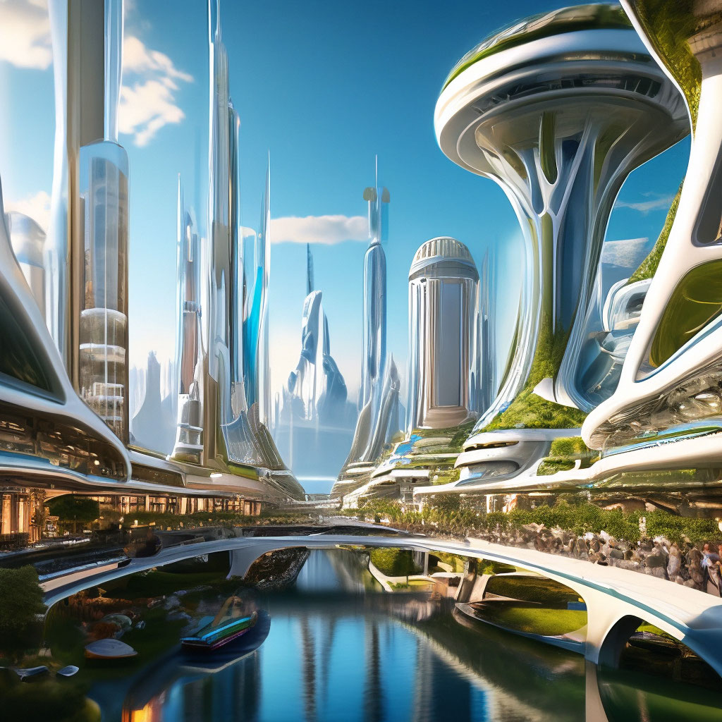 "The city of the future 3000" — image created in Shedevrum