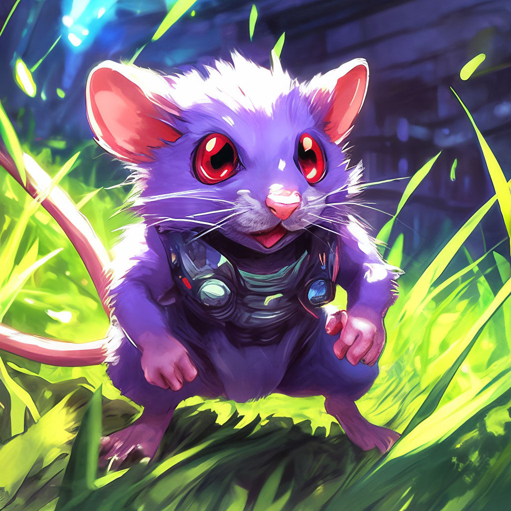 "Aggressive fluffy Pokemon purple skinny rat on four paws in the grass ...
