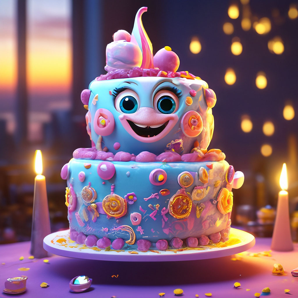 "Beautiful cute funny cake with eyes,handles,levitating,unusually ...