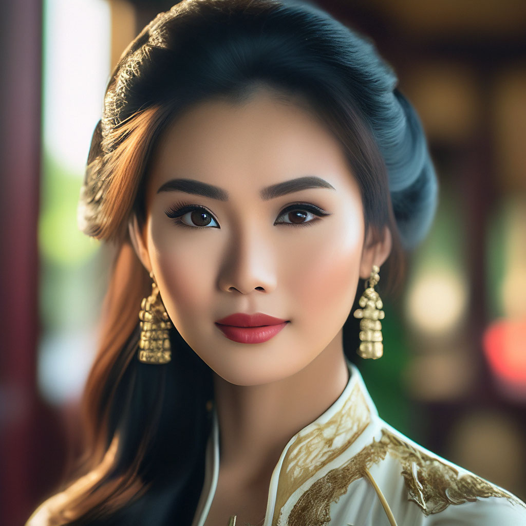 "Nationality VIETNAMESE beautiful woman, aristocratic facial features ...