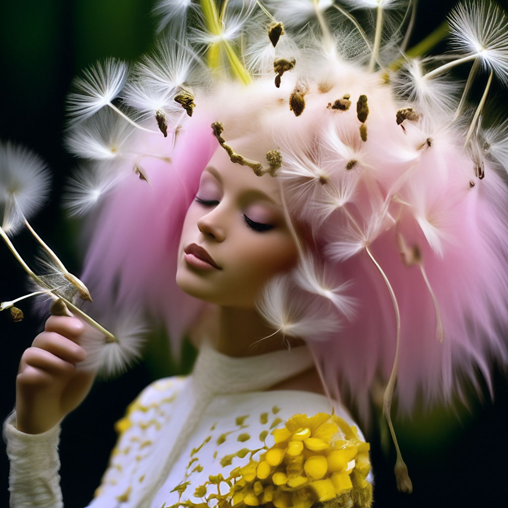 "Dandelion-like dandelion creatures, dandelion people, white fluffy ...