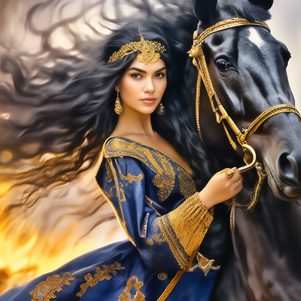 "Very beautiful fairy-tale Uzbek princess Peri in a black traditional ...