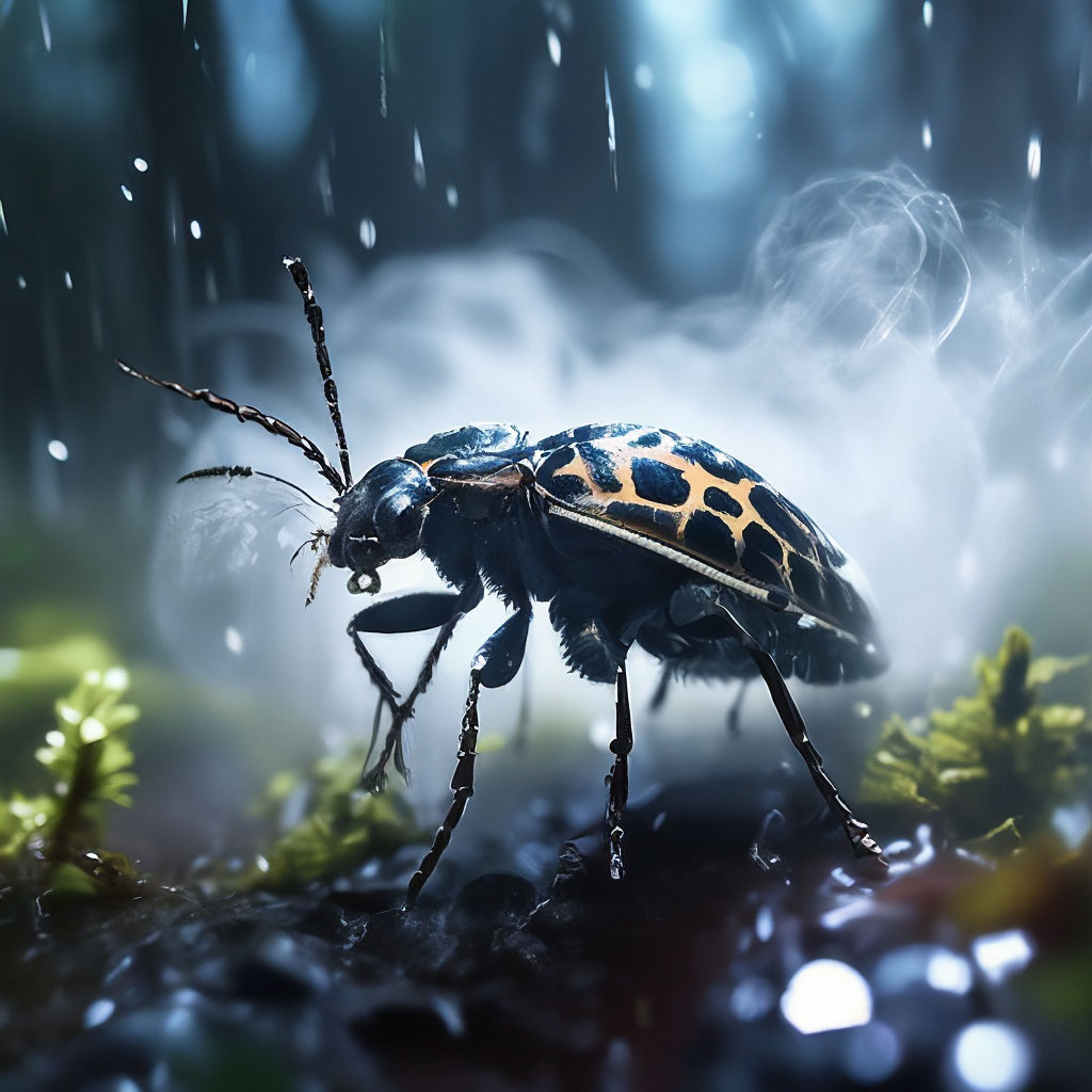 "Hyperrealism, beautiful foggy, consisting of smoke leopard beetle in ...