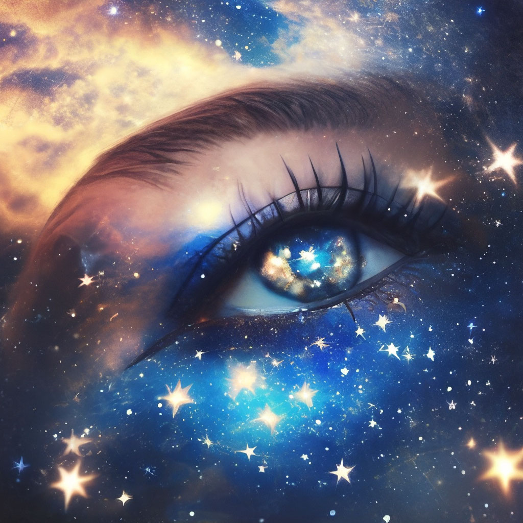 "The starry sky in the eyes" — image created in Shedevrum