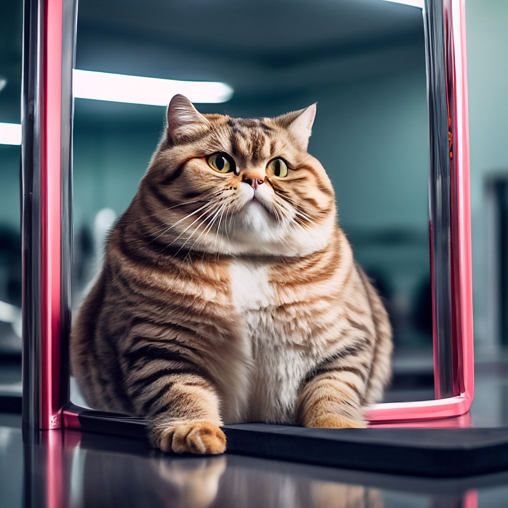 "It's time to go to the gym fat cat looks at himself in the mirror ...