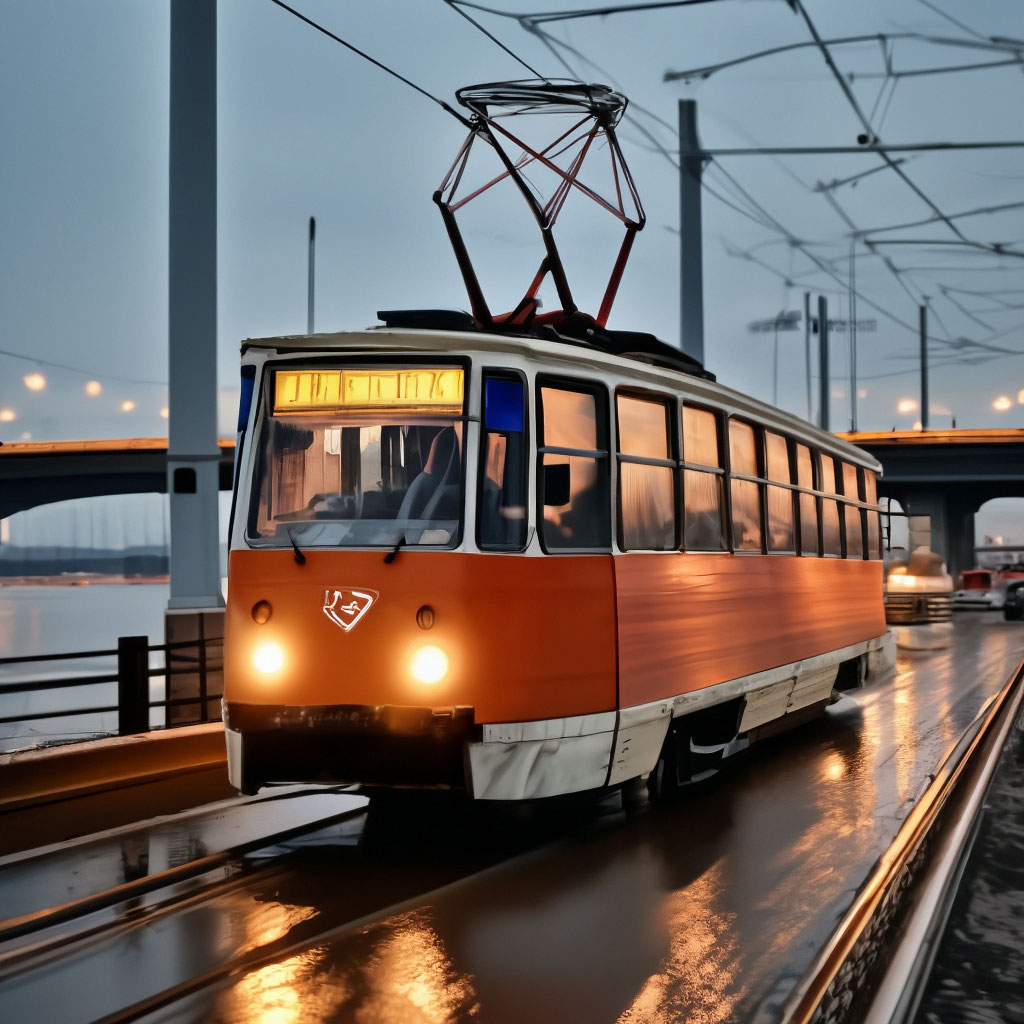 "Tram KTM 5 Tver , realistically, on the new Volga bridge , 2016, 2000k ...