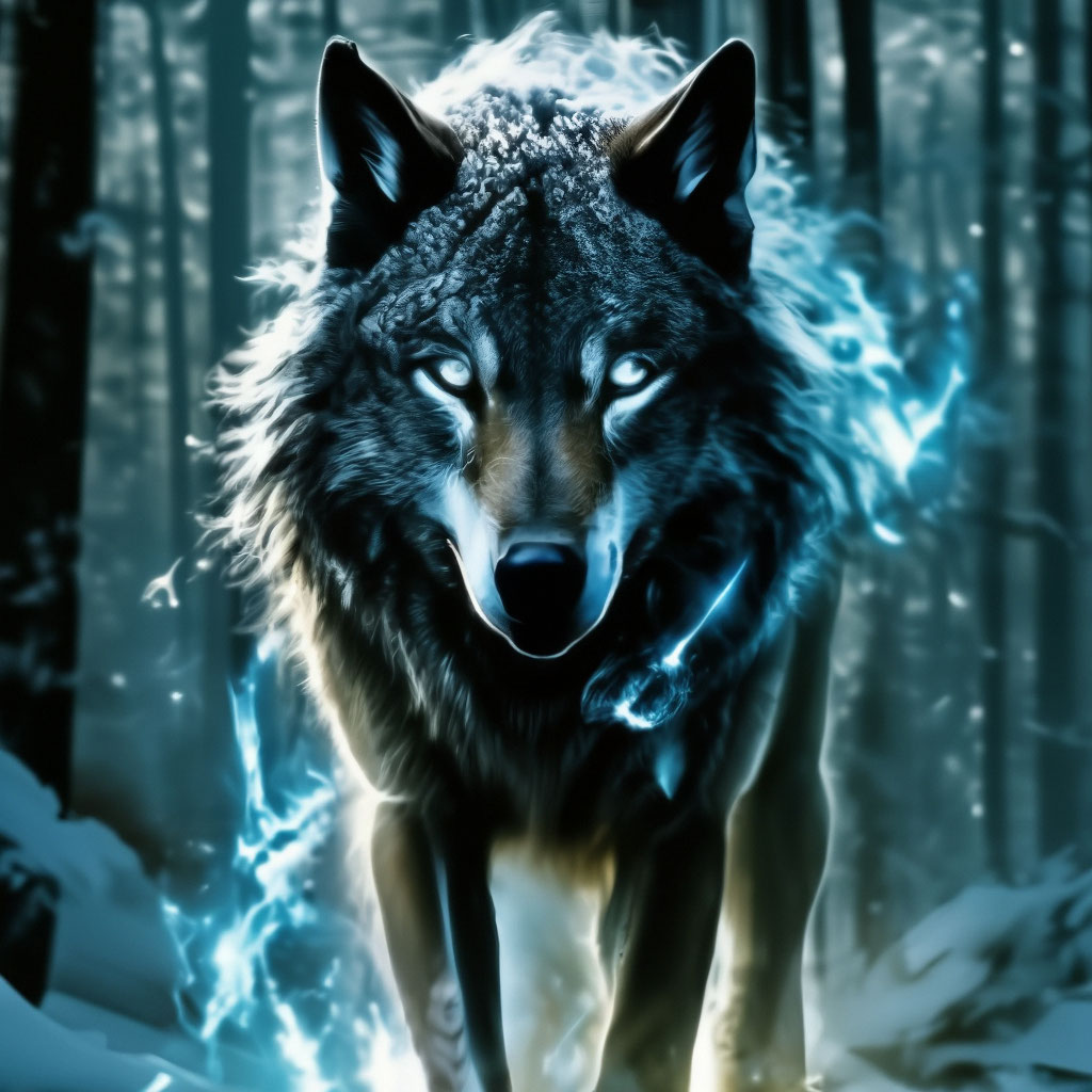 "A patronus spell in the form of a wolf ;)" — image created in Shedevrum