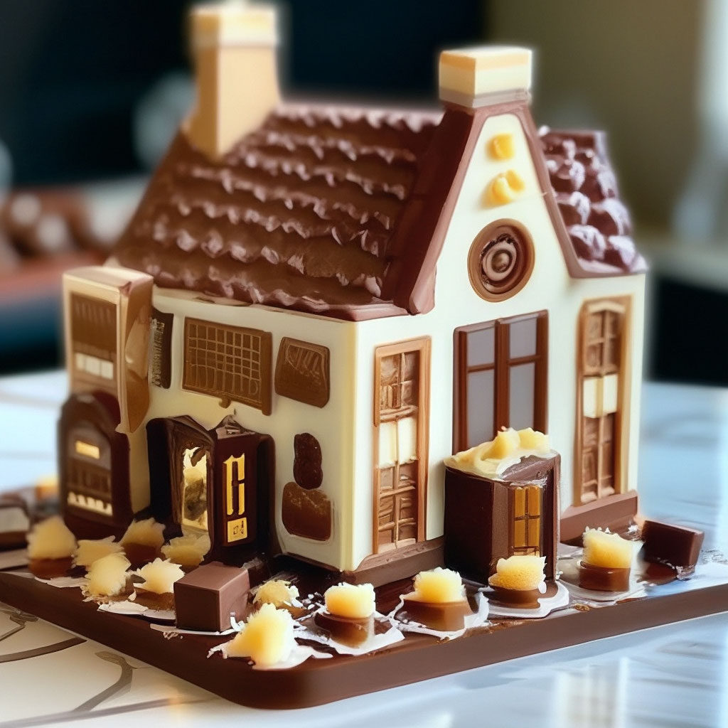 "The house is made of milk chocolate, the roof is made of chocolate ...