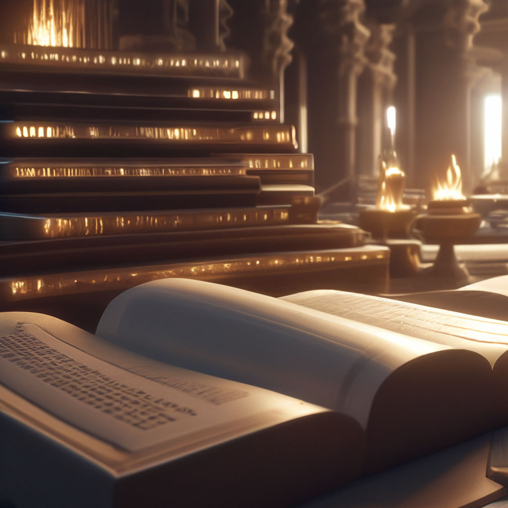 "The book of antediluvian civilization, realistic, 4k, high detail ...