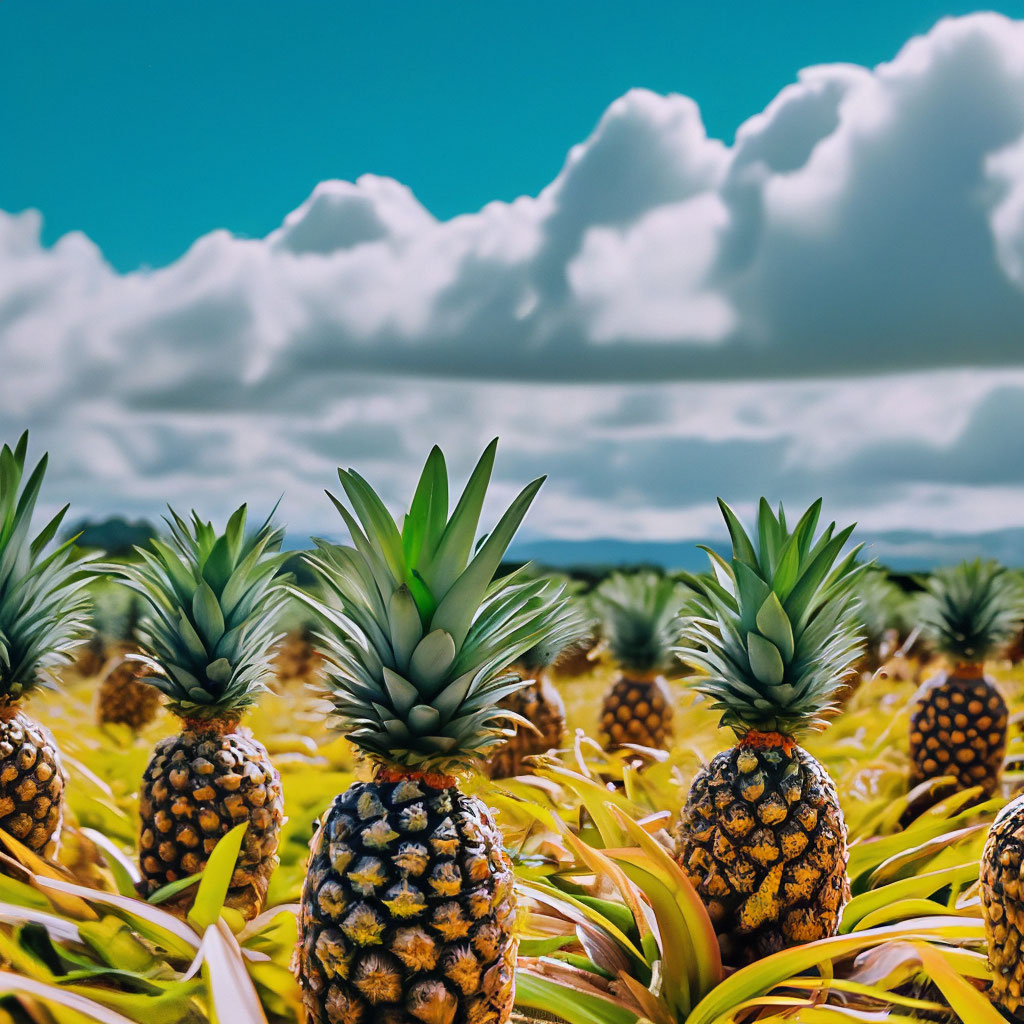 "Pineapple field , fluffy clouds, aesthetically pleasing, professional ...