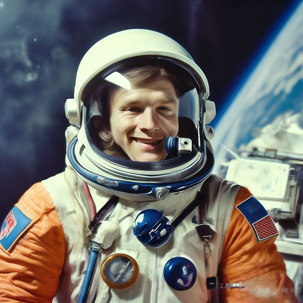 "The first cosmonaut" — image created in Shedevrum