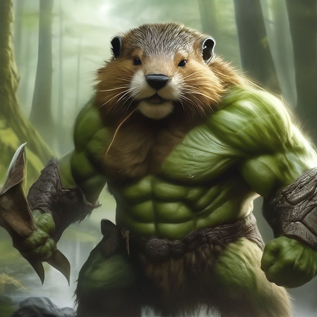 "Beaver hybrid of hulk and orc, mythical, detail, photo" — image ...