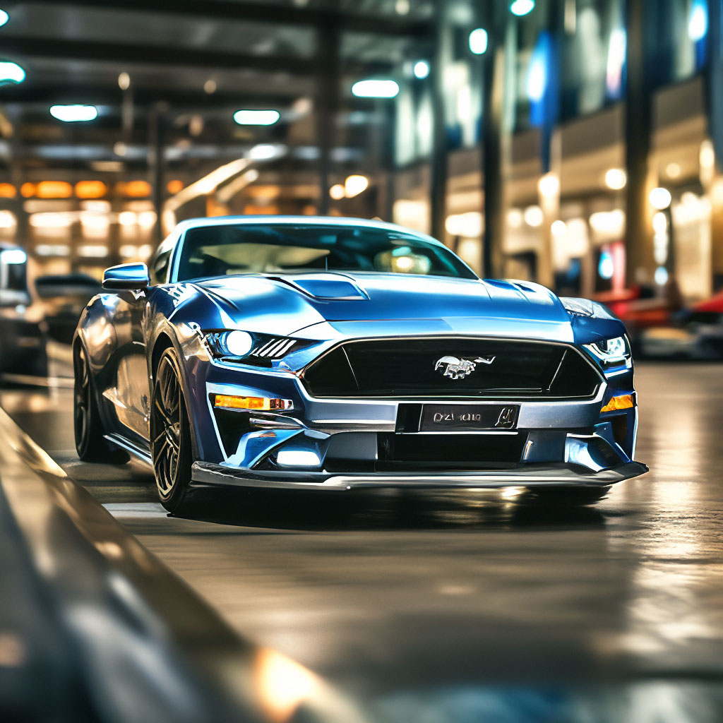 "The Ford mustang car is hyperrealism. hyperdetalization,dark ...