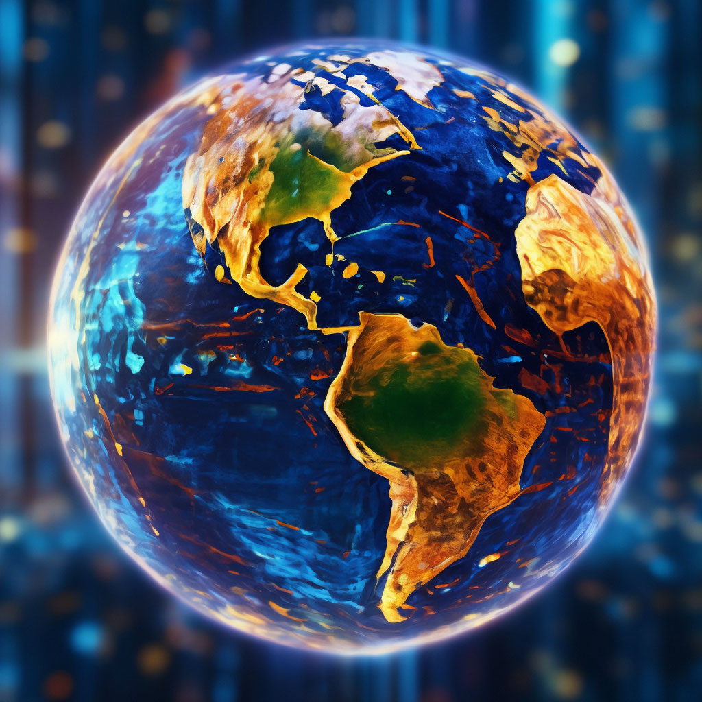 "Planet Earth 3D deformed into a holographic,rich colorful,clarity of ...