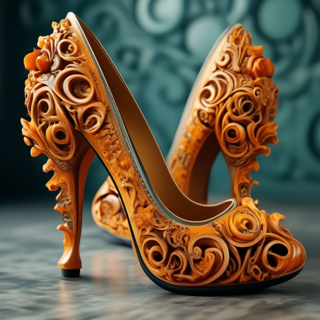 "Designer fantasy sea buckthorn women's shoes with carved stilettos ...