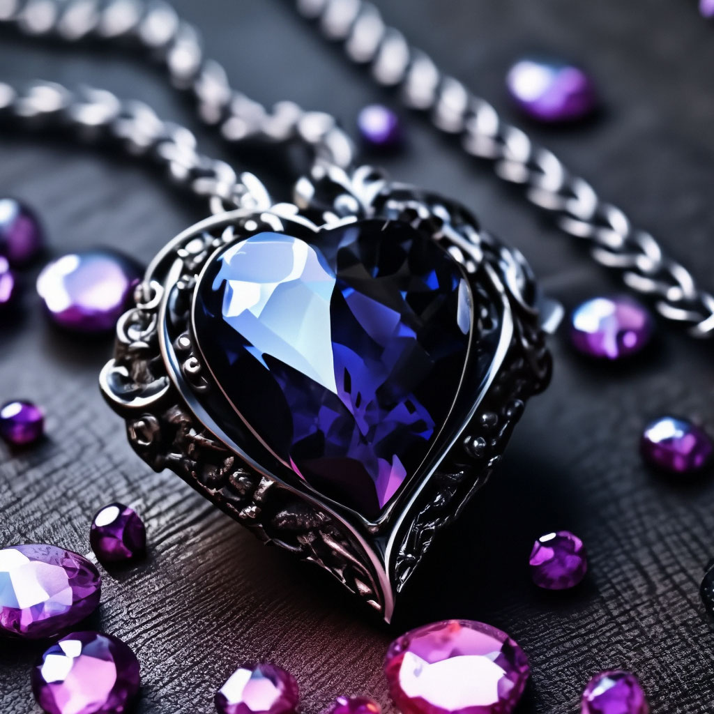 "Realistic photo, amulet around the neck, magic crystal in the form of ...