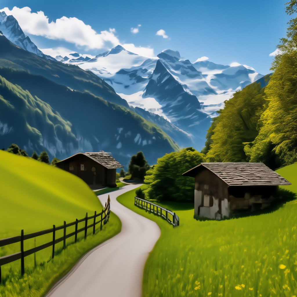 "All the charm of the Swiss Alps, realistic, professional photo, high ...