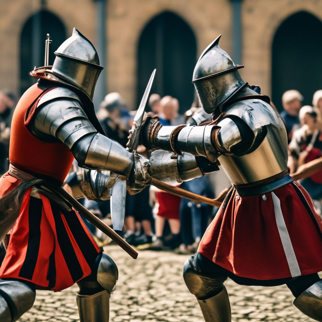 "Sword tournament in the Middle Ages on the castle grounds" — image ...