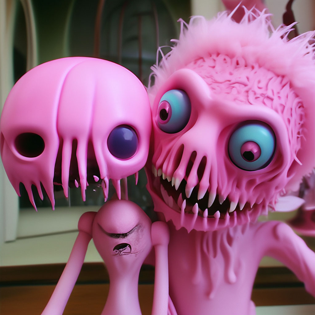 "Creepy funny pink" — image created in Shedevrum