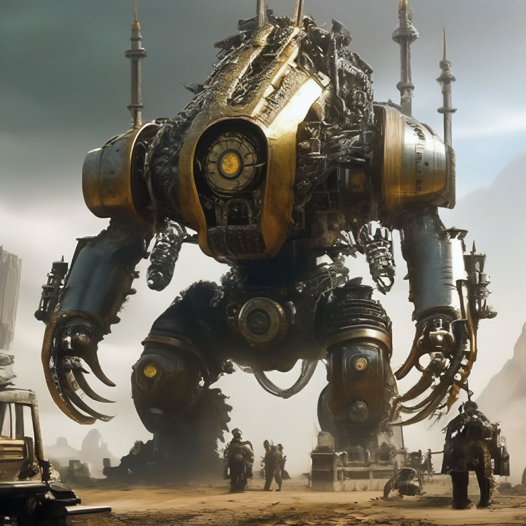 "Ancient mechanical monster fantasy maximum detail" — image created in ...